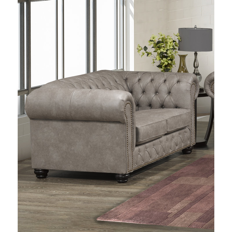 Grey tufted loveseat store